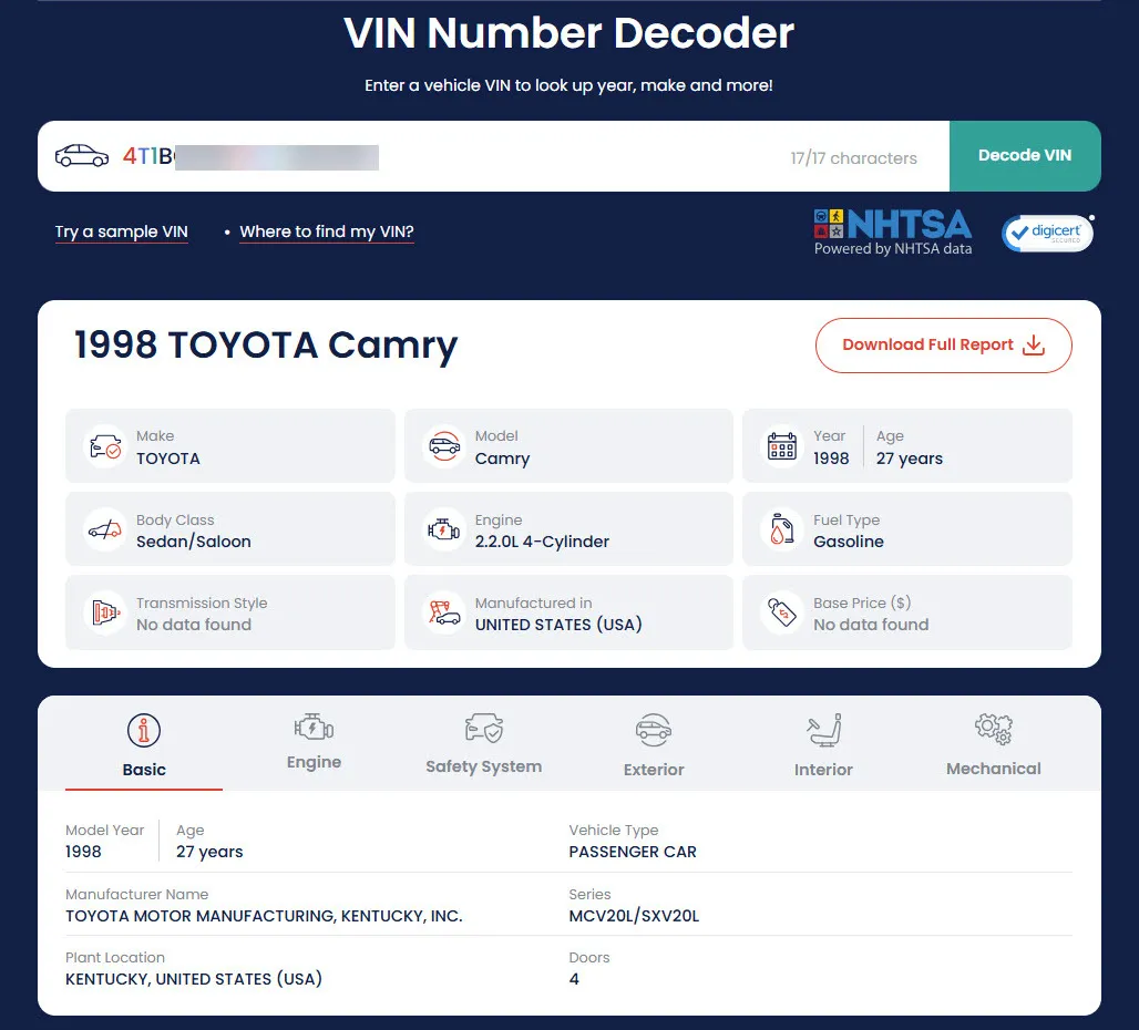 How To Decode A VIN - What Every Digit Means - Super Easy