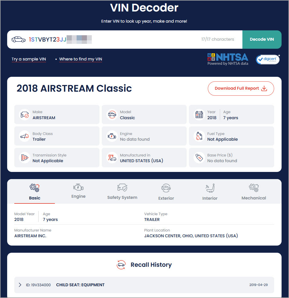 RV VIN Lookup - How to Check an RV’s History, Specs & More - Super Easy